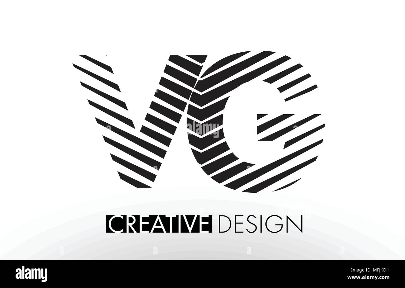 VG V G Lines Letter Design with Creative Elegant Zebra Vector ...