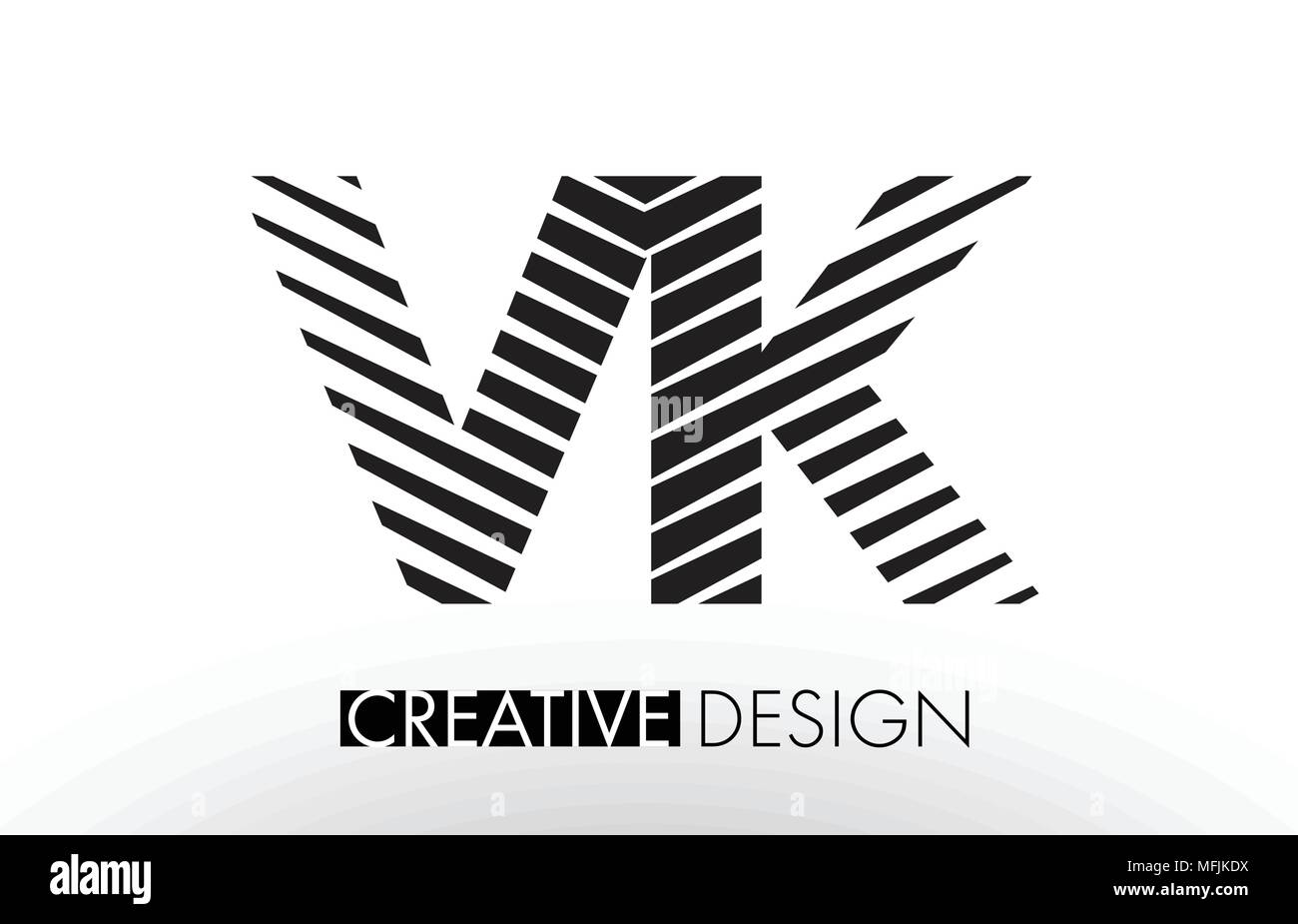 VK V K Lines Letter Design with Creative Elegant Zebra Vector ...