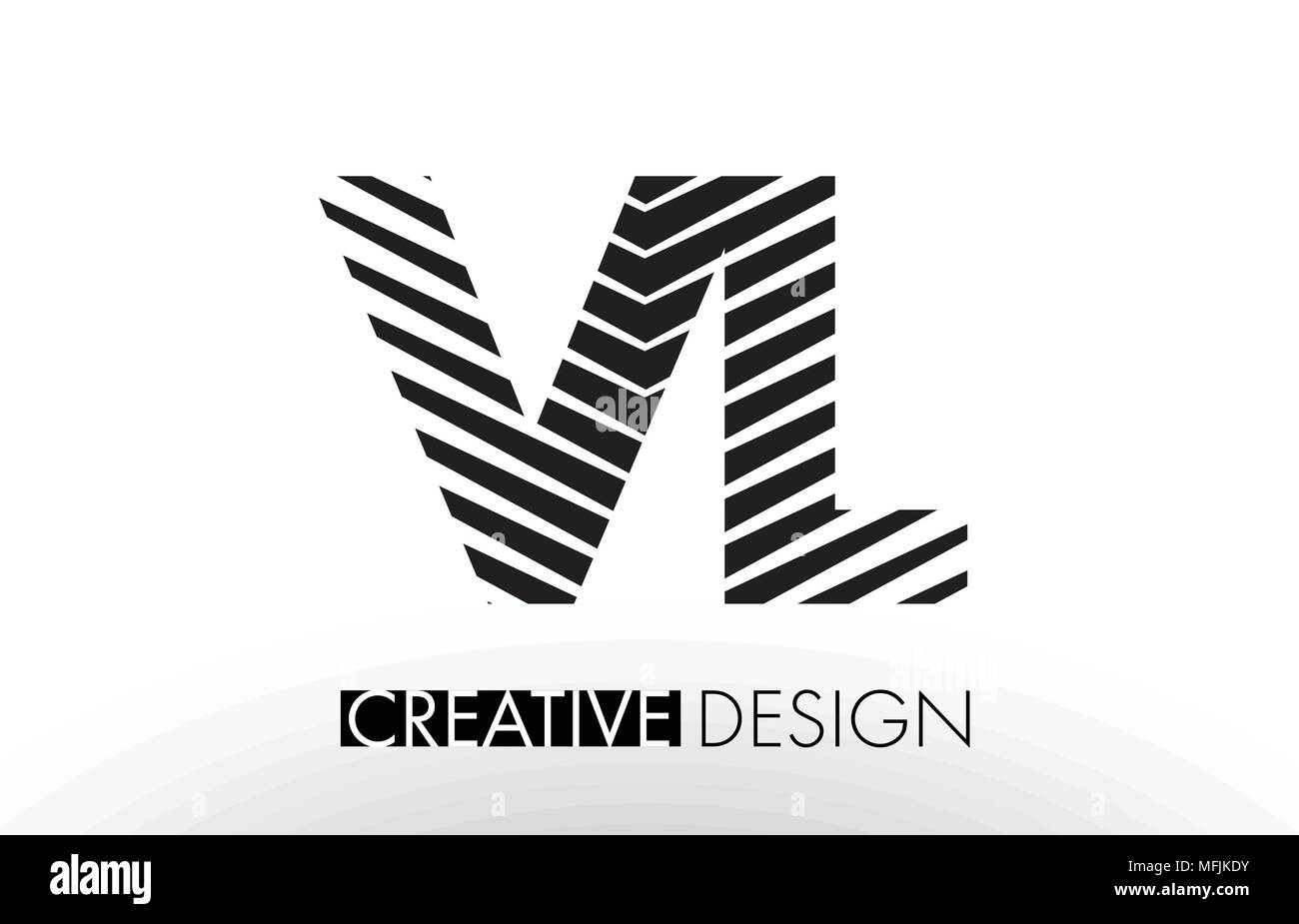 VL V L Lines Letter Design with Creative Elegant Zebra Vector ...