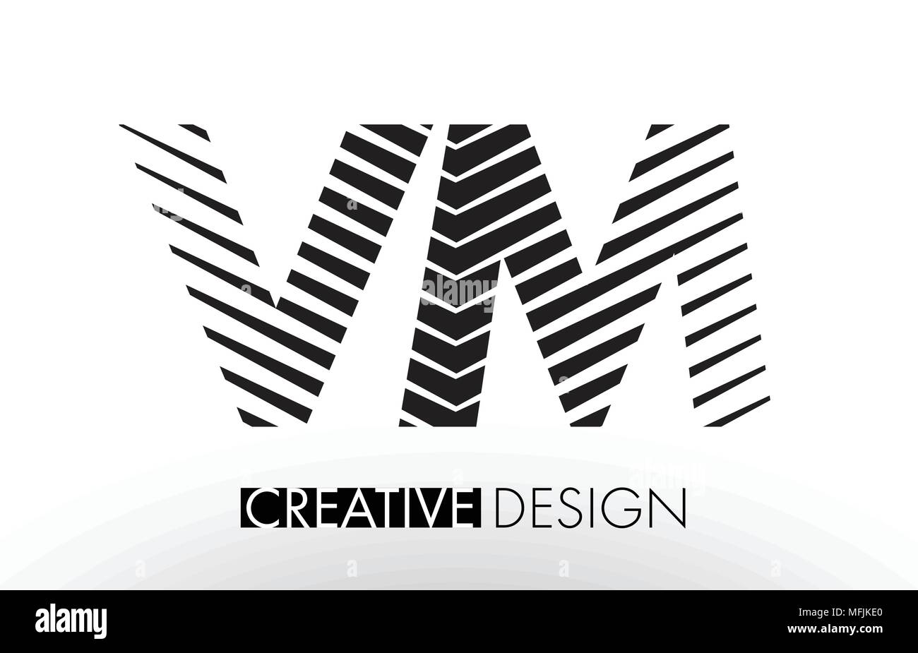VM V M Lines Letter Design with Creative Elegant Zebra Vector ...