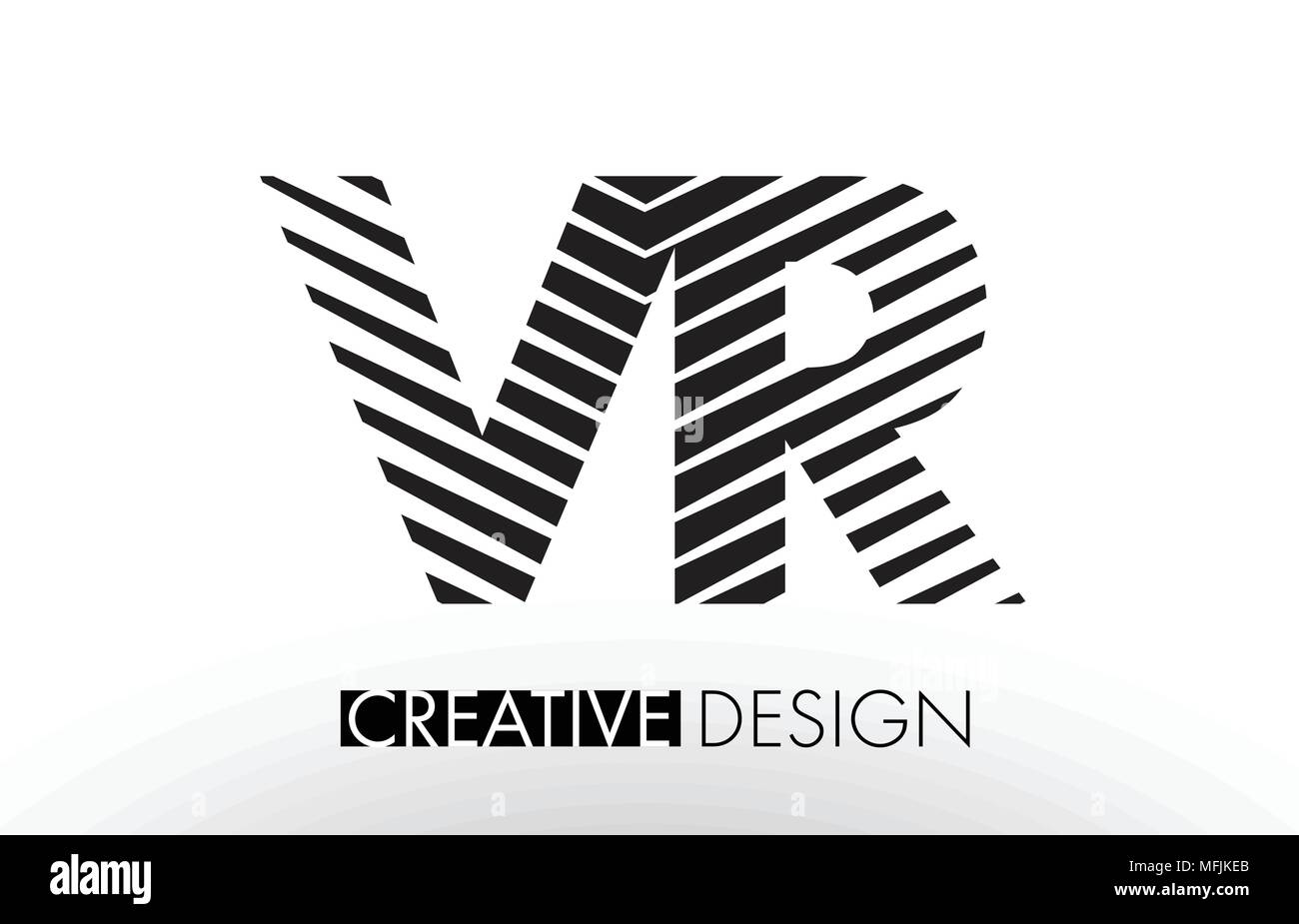 VR V R Lines Letter Design with Creative Elegant Zebra Vector ...
