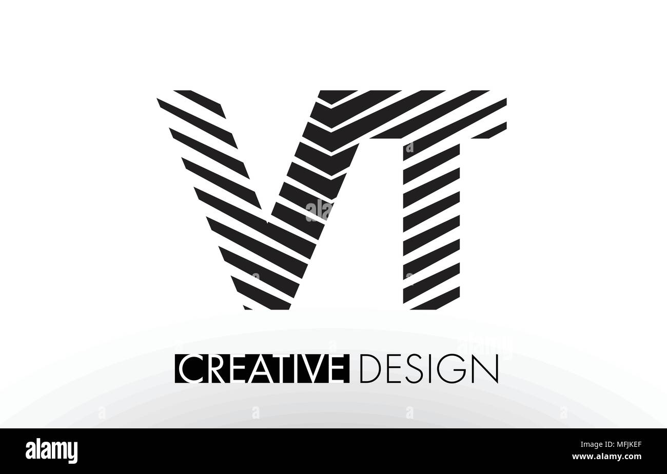 VT V T Lines Letter Design with Creative Elegant Zebra Vector ...