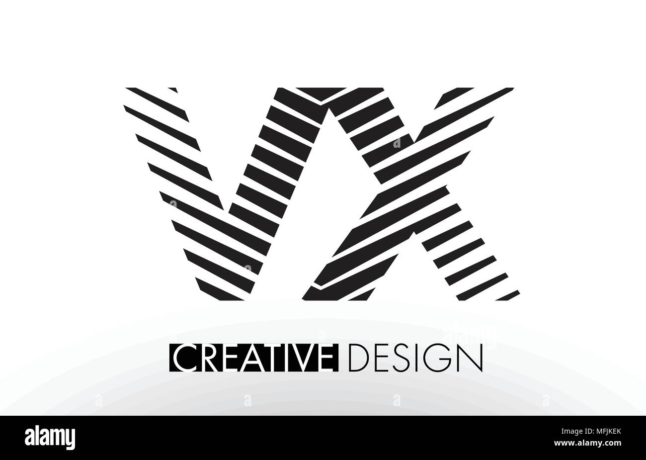 Vx V X Lines Letter Design With Creative Elegant Zebra Vector Illustration Stock Vector Image