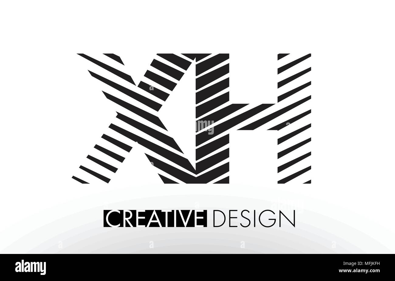 XH X H Lines Letter Design with Creative Elegant Zebra Vector ...