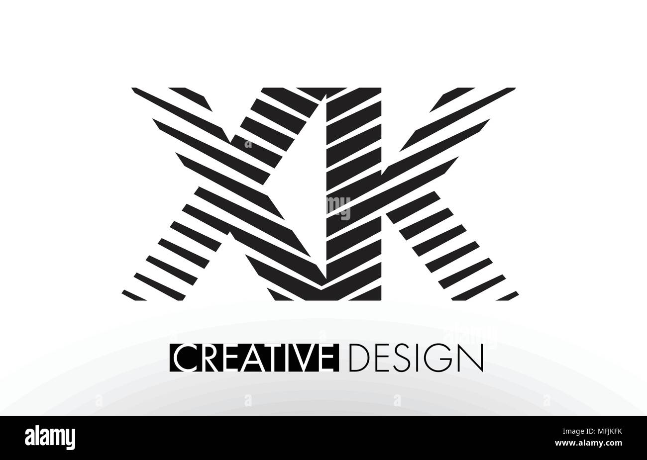 XK X K Lines Letter Design with Creative Elegant Zebra Vector ...