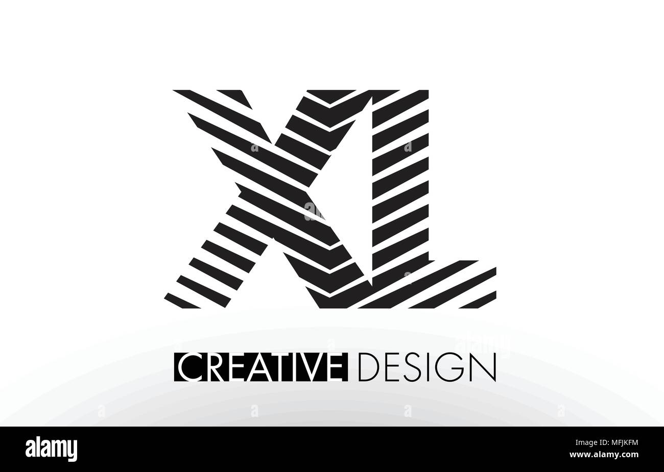 XL X L Lines Letter Design with Creative Elegant Zebra Vector ...