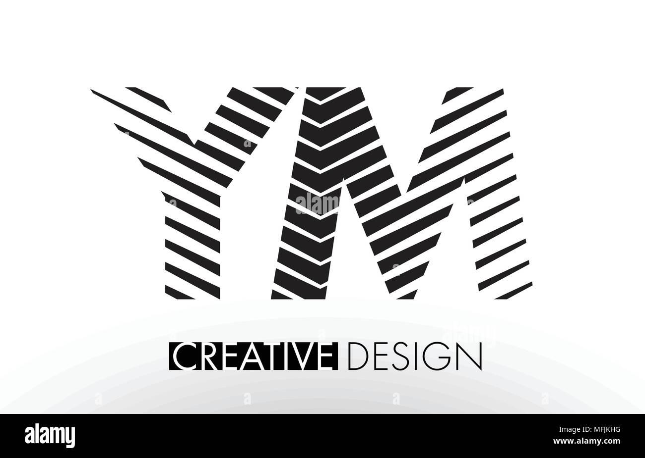 YM Y M Lines Letter Design with Creative Elegant Zebra Vector ...
