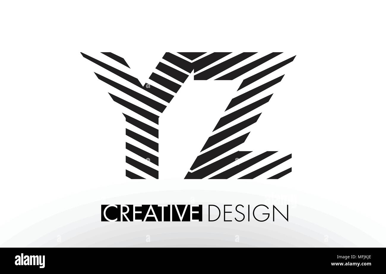 YZ Y Z Lines Letter Design with Creative Elegant Zebra Vector ...