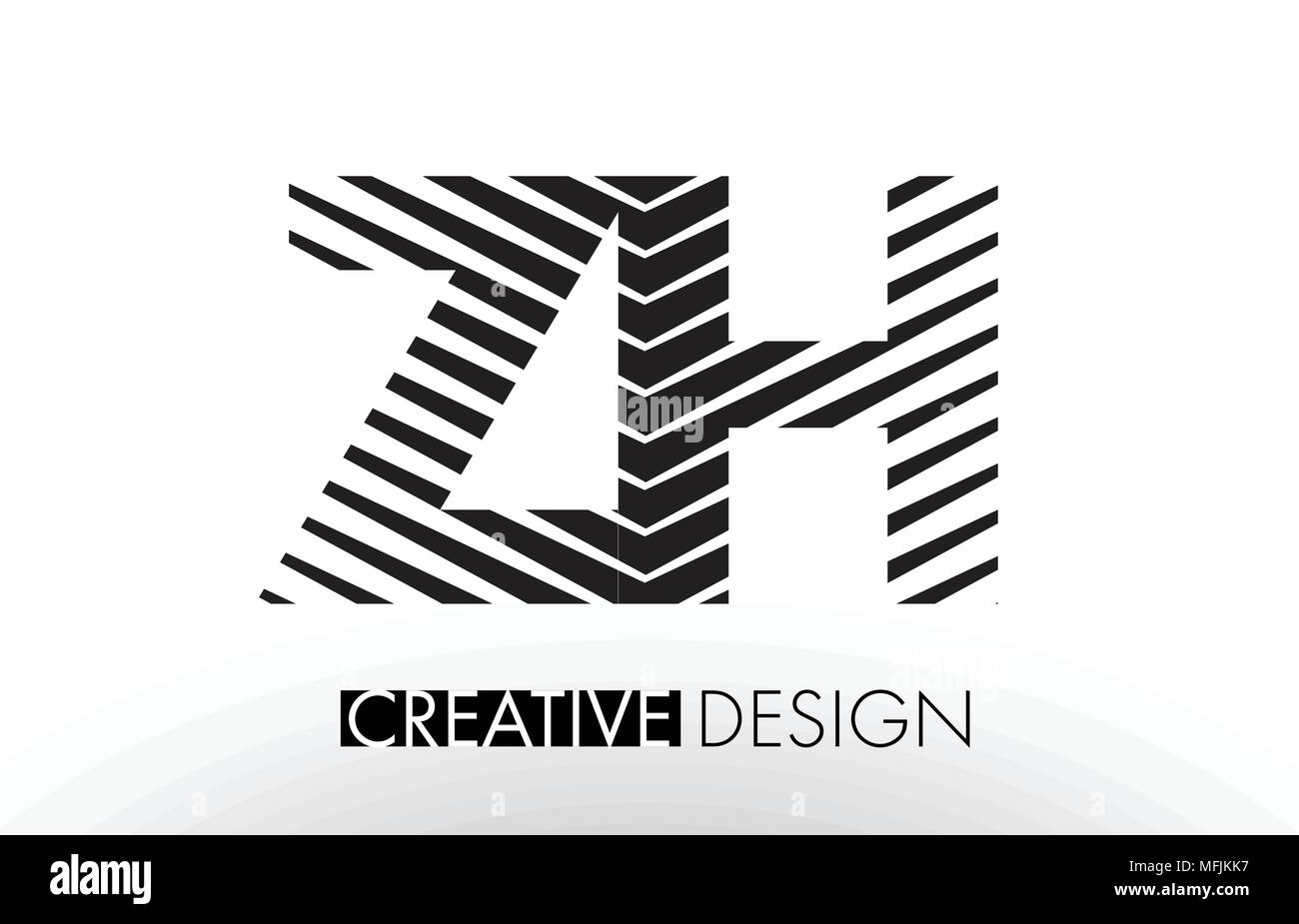 ZH Z H Lines Letter Design with Creative Elegant Zebra Vector ...