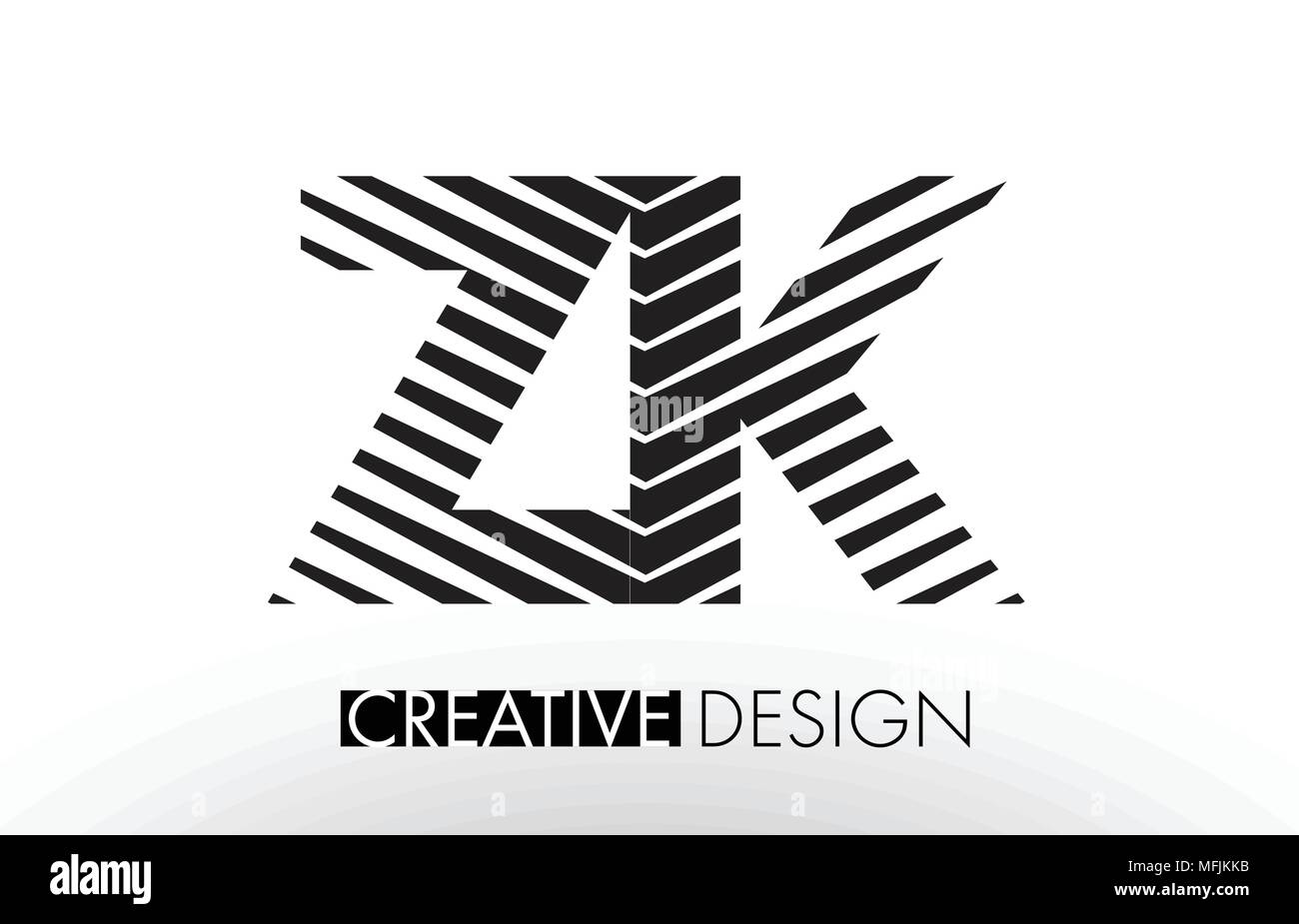 ZK Z K Lines Letter Design with Creative Elegant Zebra Vector ...