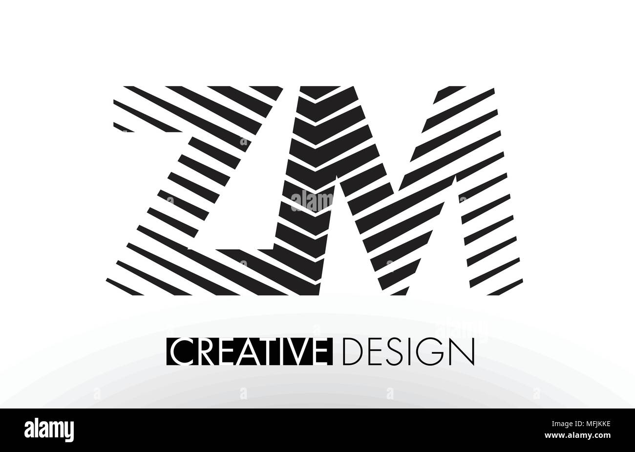 ZM Z M Lines Letter Design with Creative Elegant Zebra Vector ...