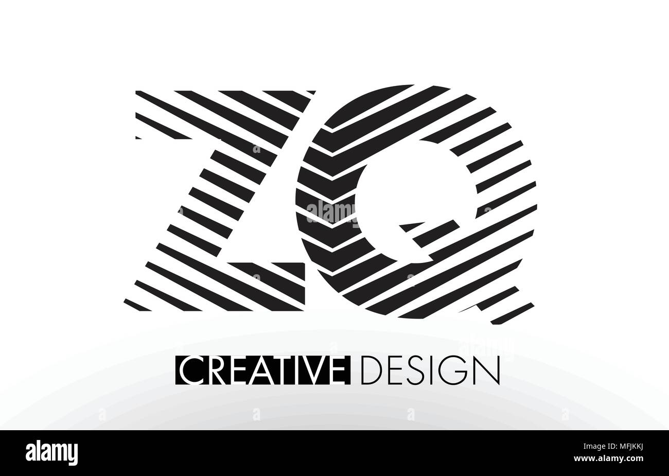ZQ Z Q Lines Letter Design with Creative Elegant Zebra Vector ...
