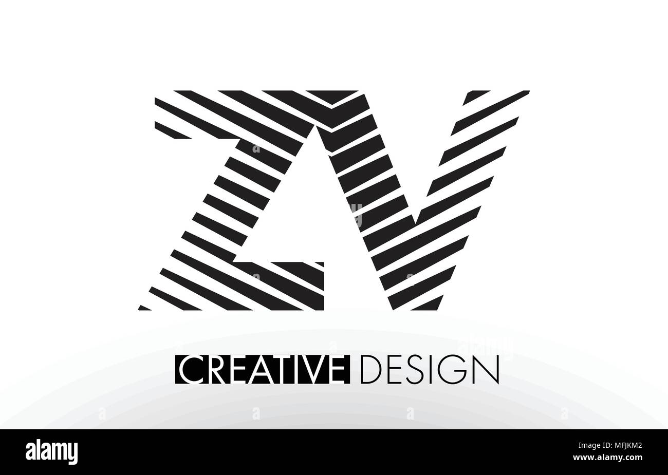 Zv Z V Lines Letter Design With Creative Elegant Zebra Vector Illustration Stock Vector Image