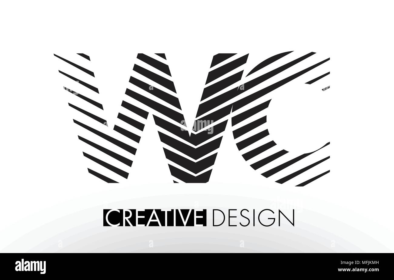WC W C Lines Letter Design with Creative Elegant Zebra Vector ...