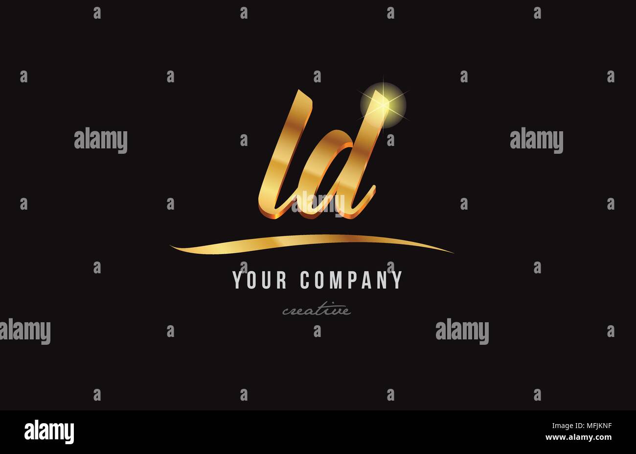 gold golden alphabet letter ld l d logo combination design suitable for ...