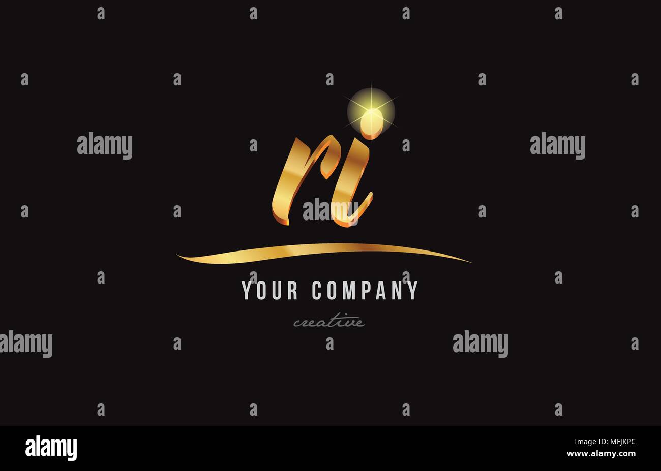 gold golden alphabet letter ri r i logo combination design suitable for ...