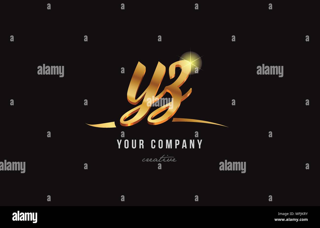 gold golden alphabet letter yz y z logo combination design suitable for a company or business ...