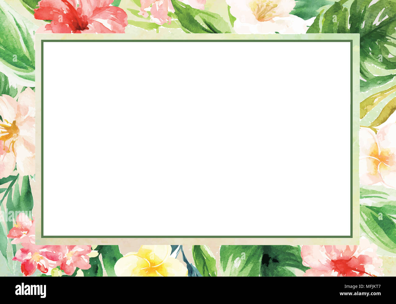 Watercolor flower border hi-res stock photography and images - Alamy