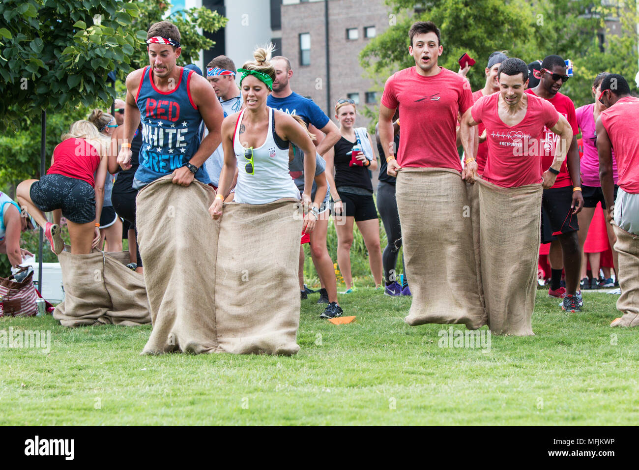 Burlap sack race hi-res stock photography and images - Alamy