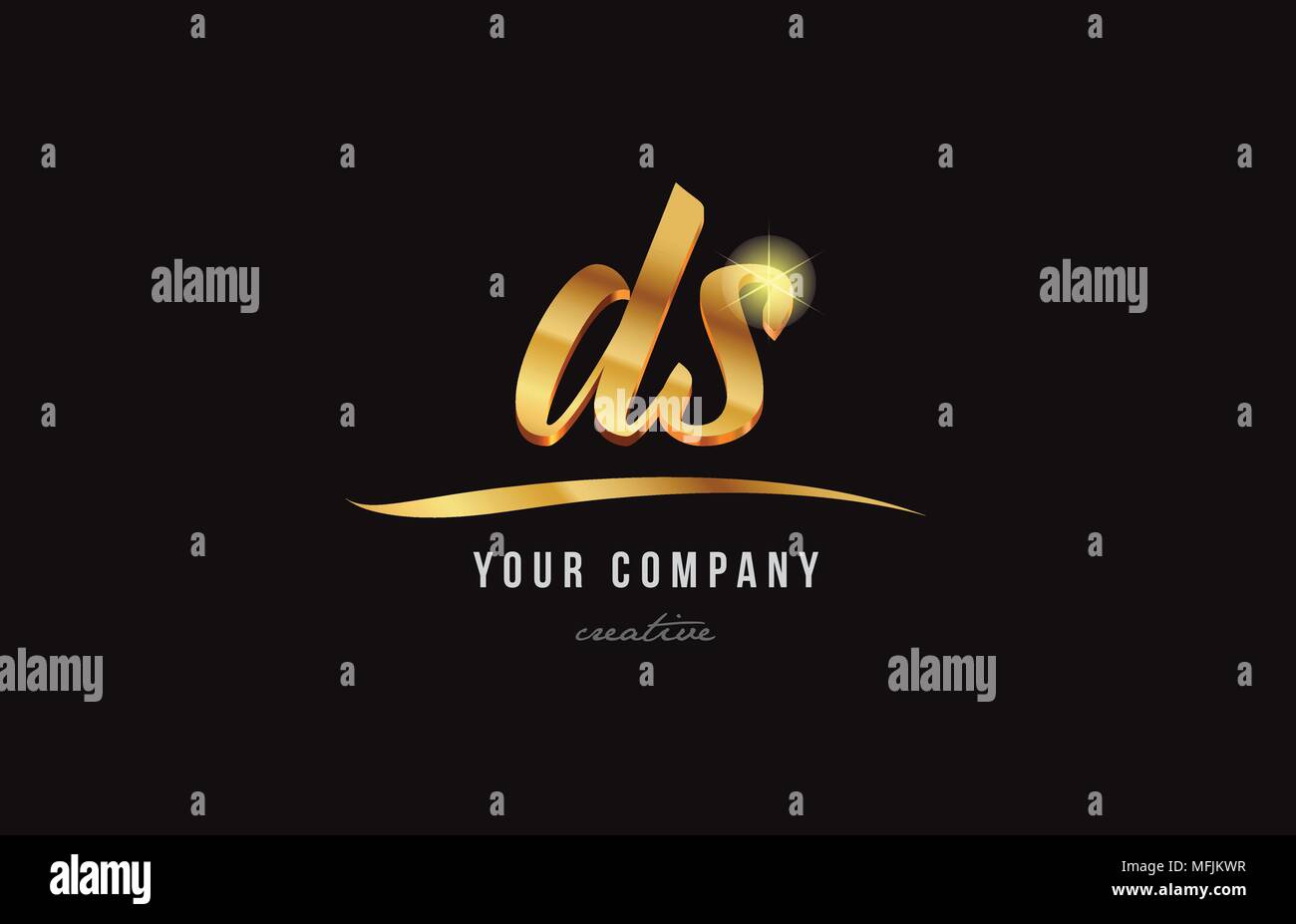 gold golden alphabet letter ds d s logo combination design suitable for ...