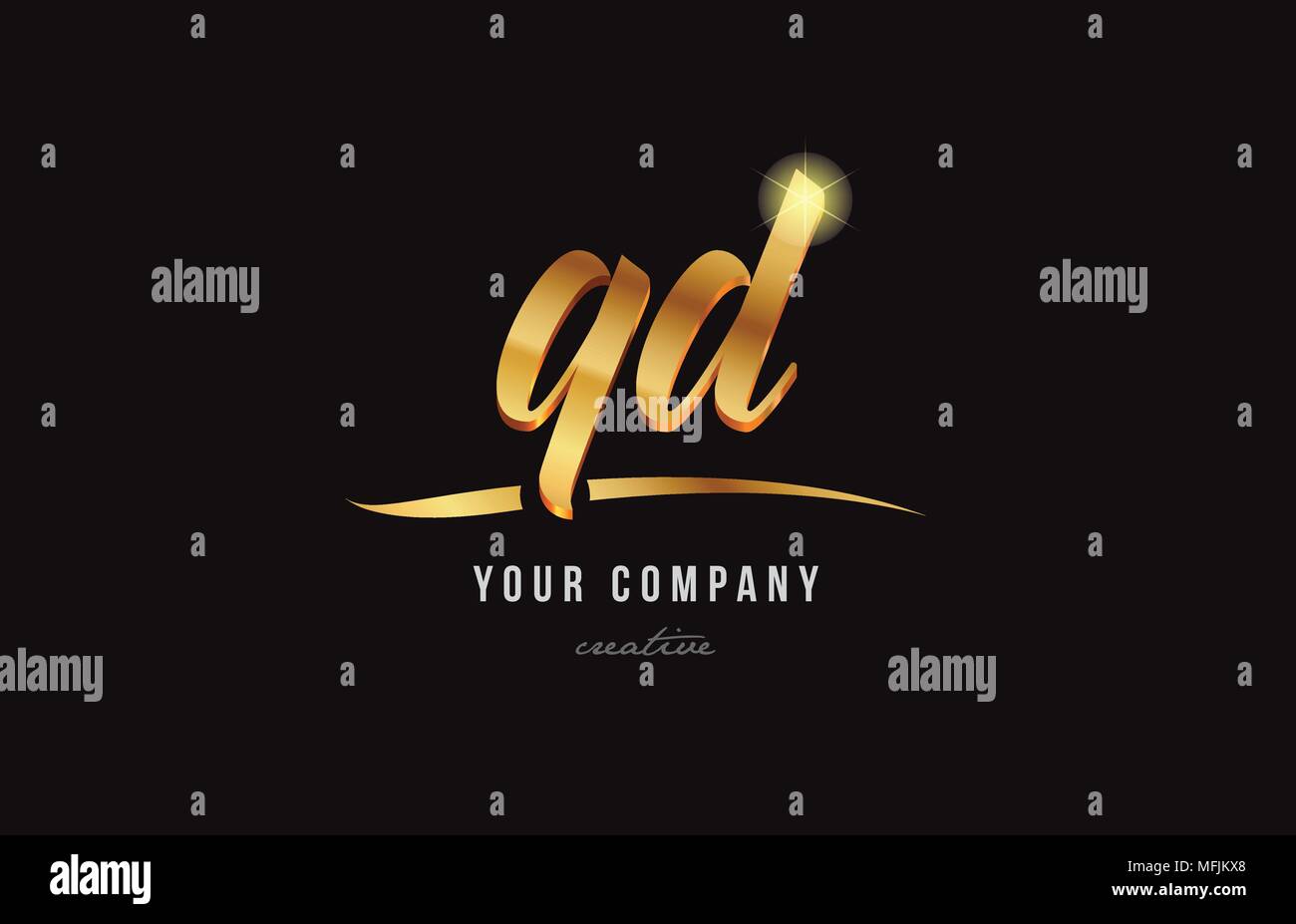 gold golden alphabet letter qd q d logo combination design suitable for ...