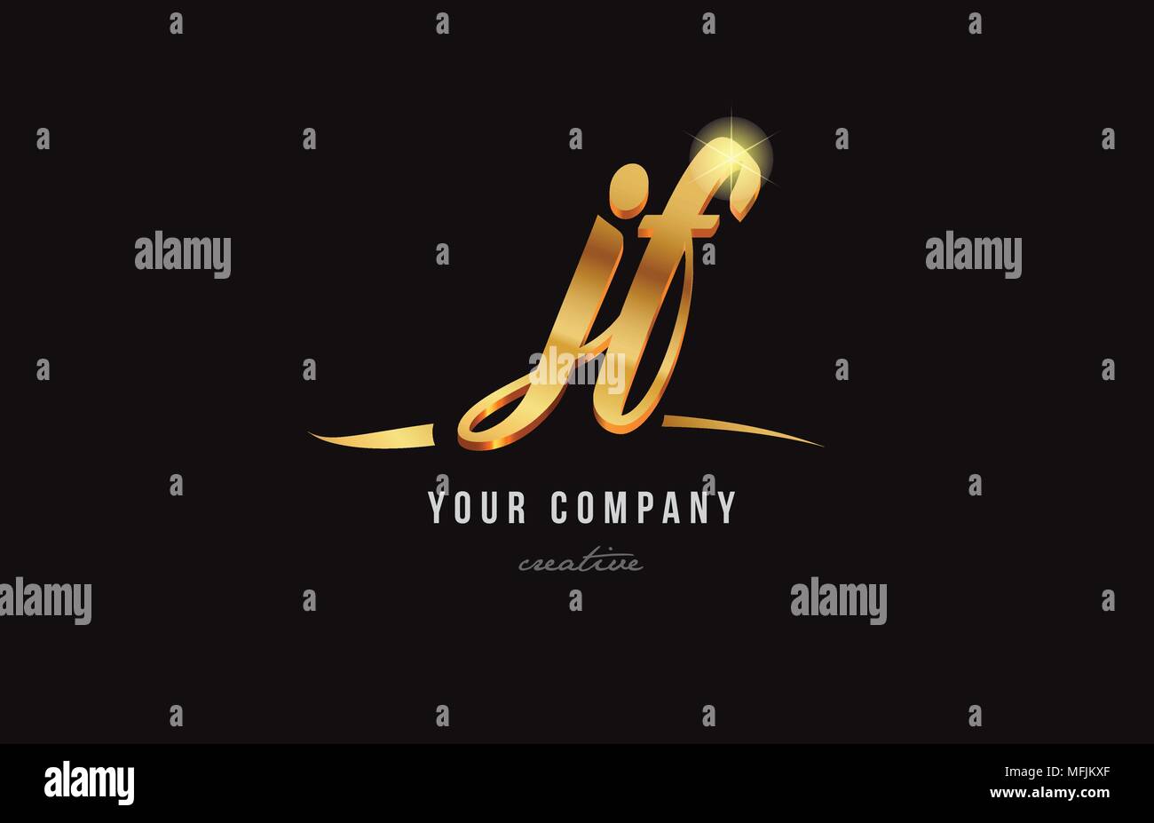 gold golden alphabet letter if i f logo combination design suitable for ...