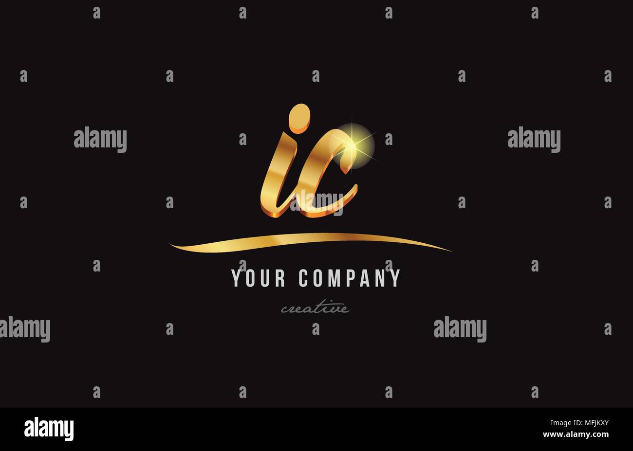 gold golden alphabet letter ic i c logo combination design suitable for ...