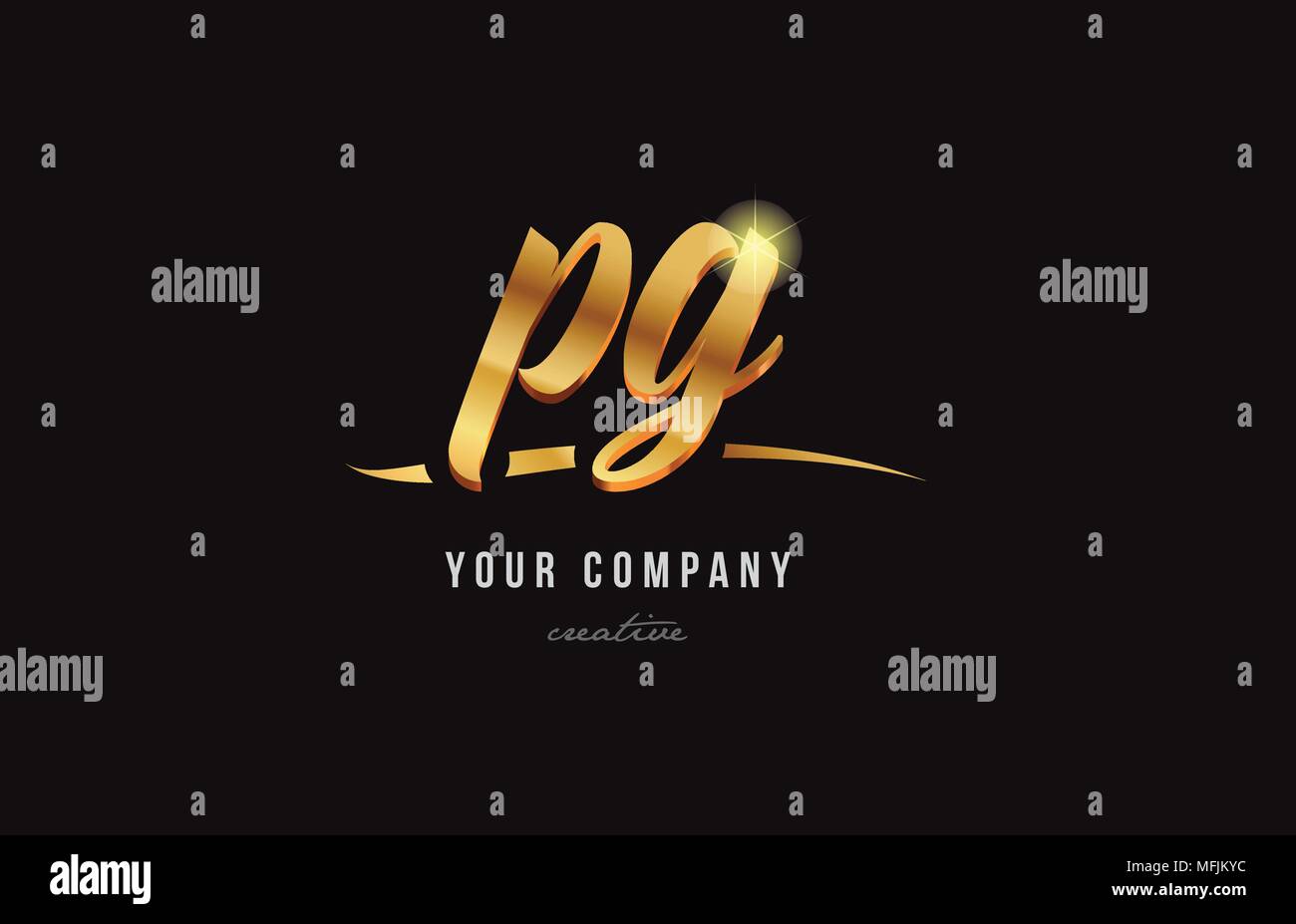 gold golden alphabet letter pg p g logo combination design suitable for ...