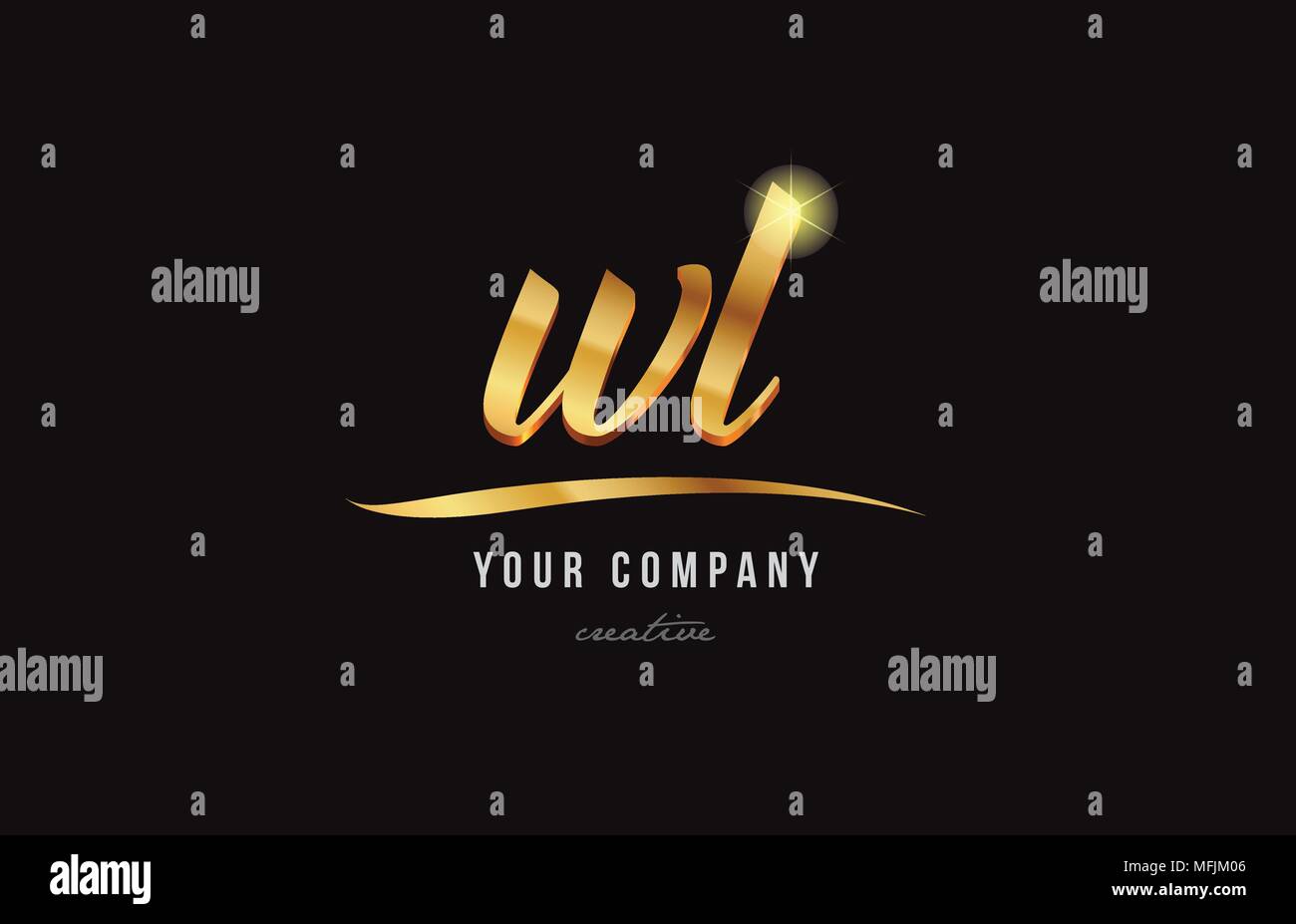 gold golden alphabet letter wl w l logo combination design suitable for ...