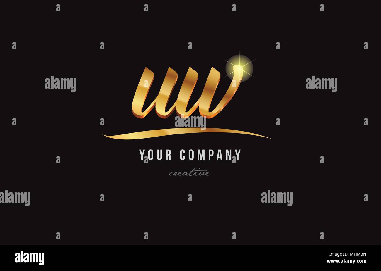 gold golden alphabet letter uw u w logo combination design suitable for ...