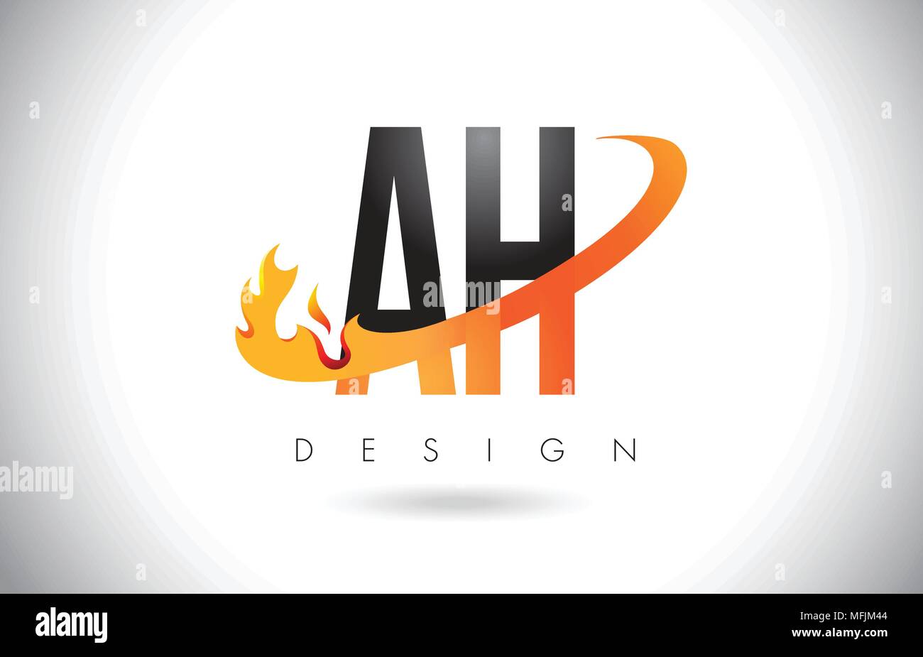 AH A H Letter Logo Design with Fire Flames and Orange Swoosh Vector ... AH A H Letter Logo Design with Fire Flames and Orange Swoosh Vector ...