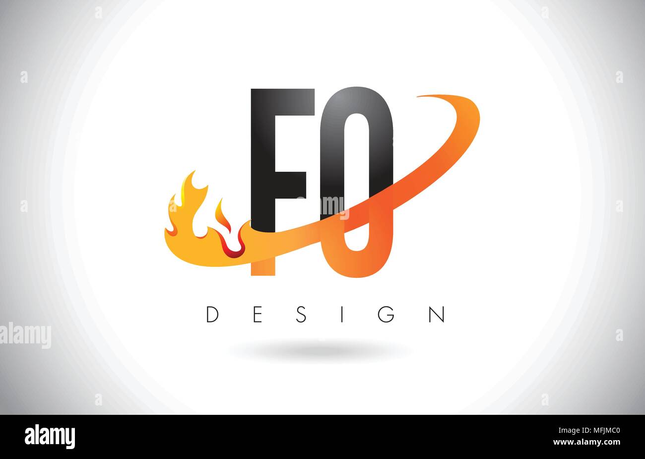 FO F O Letter Logo Design with Fire Flames and Orange Swoosh Vector ...