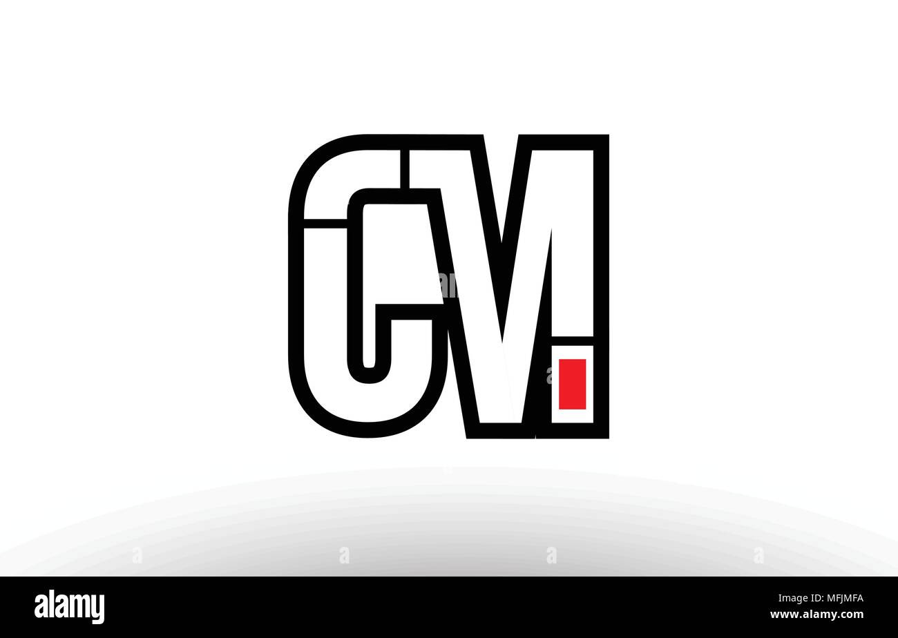 black and white alphabet letter cm c m logo combination design suitable ...