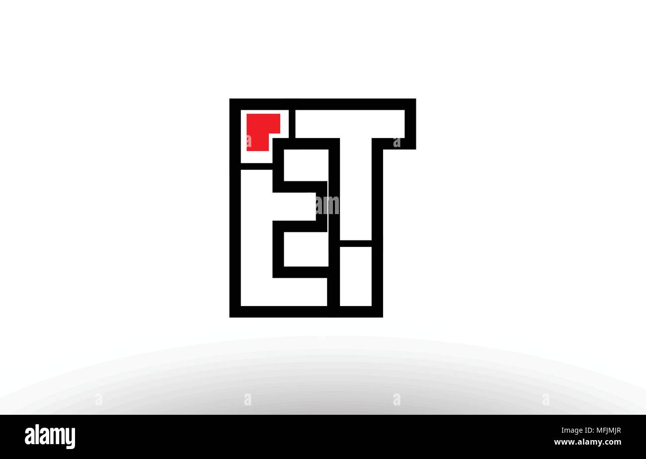 black and white alphabet letter et e t logo combination design suitable ...