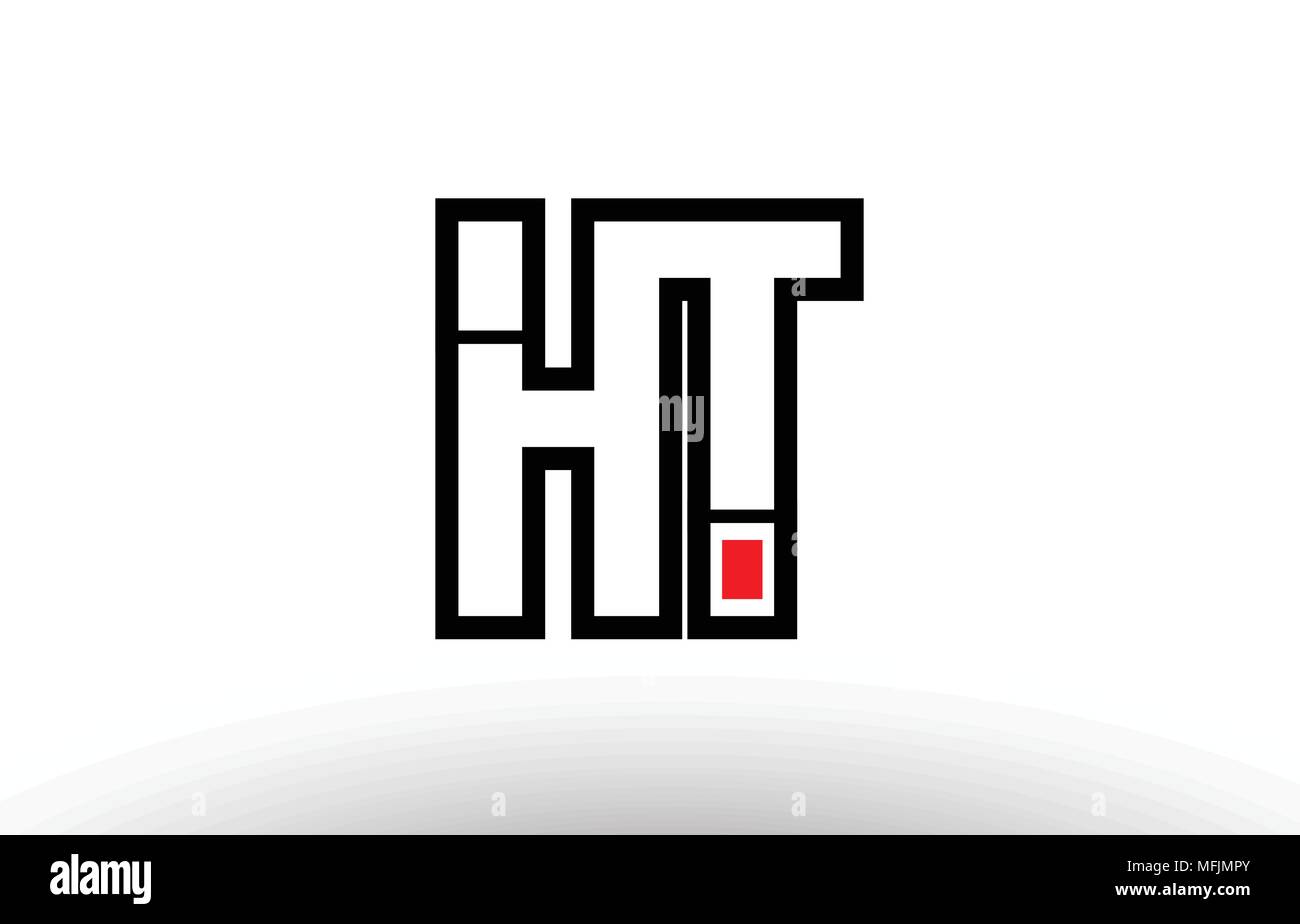 black and white alphabet letter ht h t logo combination design suitable ...
