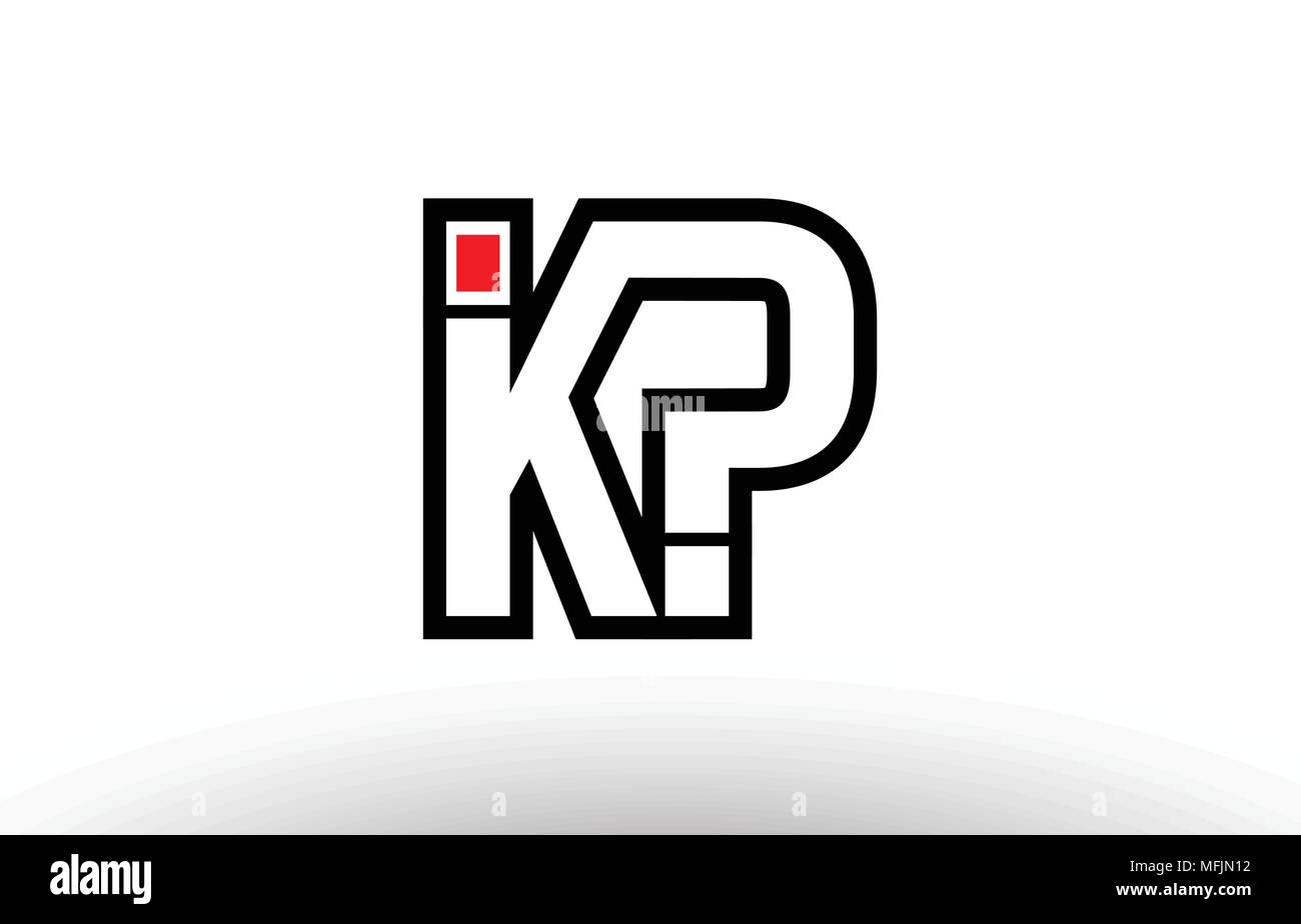 black and white alphabet letter kp k p logo combination design suitable ...