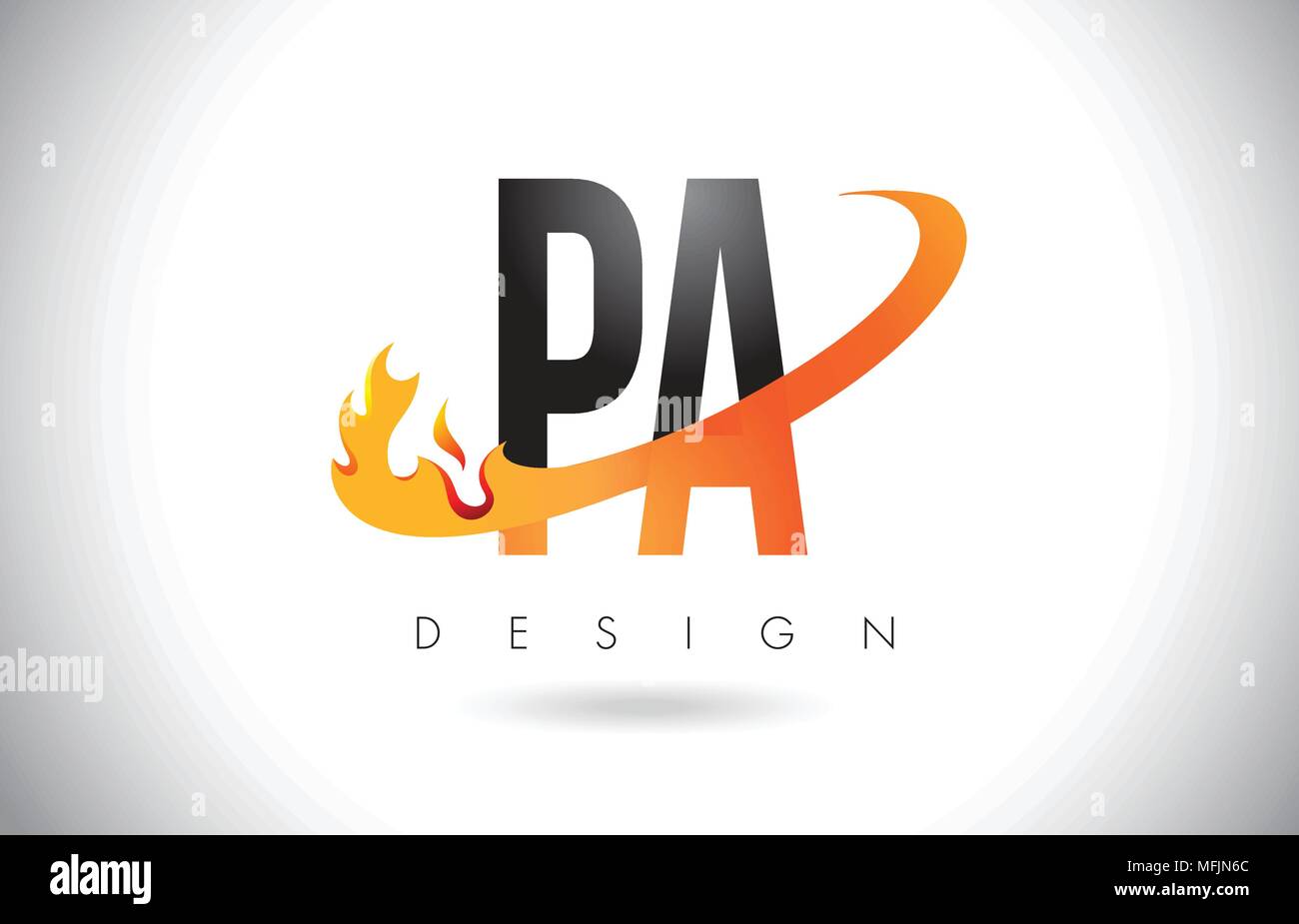 PA P A Letter Logo Design with Fire Flames and Orange Swoosh Vector ...