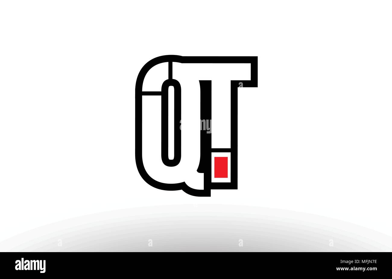 black and white alphabet letter qt q t logo combination design suitable ...