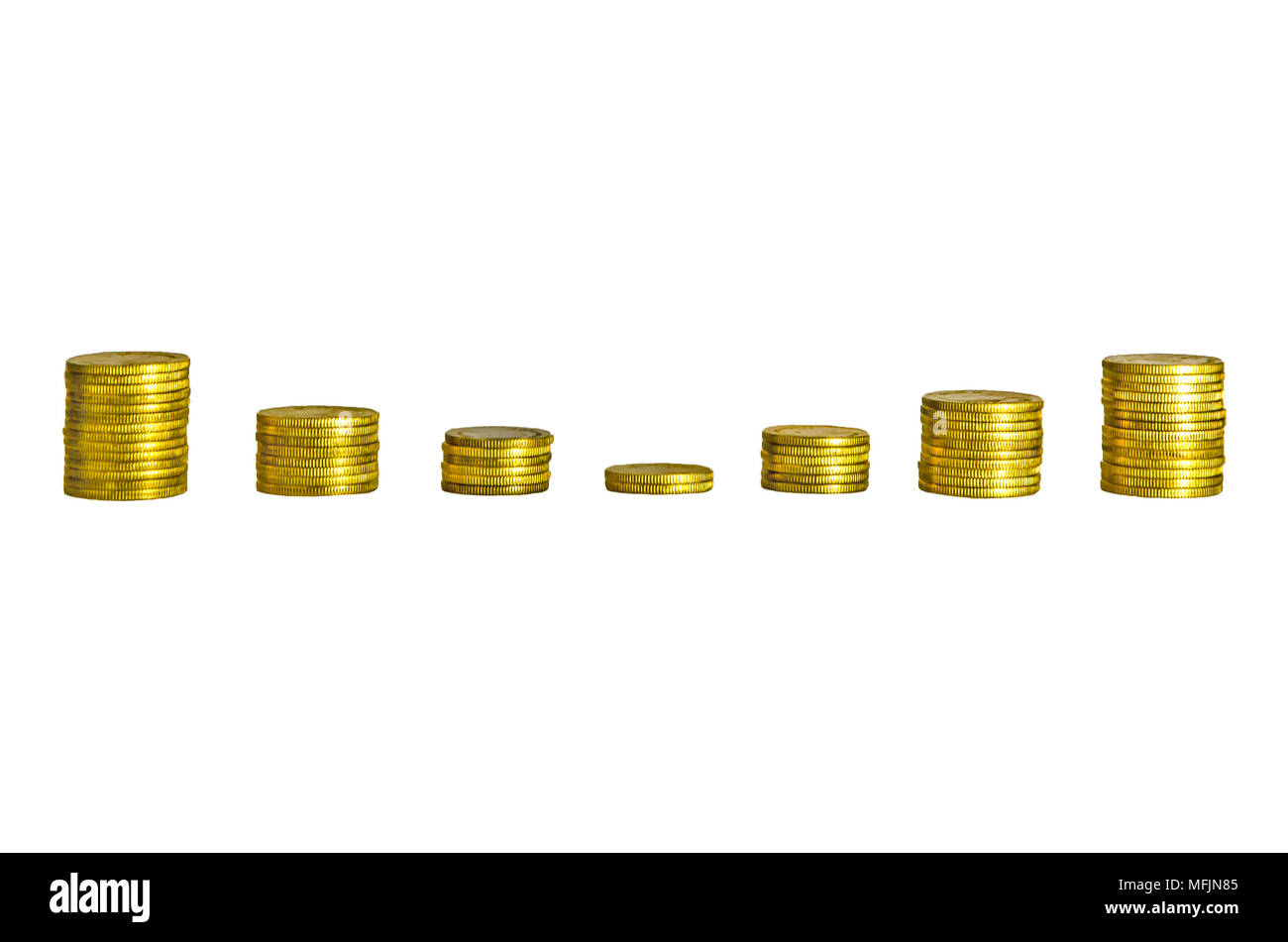 Coin stack, Coin pile on white background and group of coin stack for ...