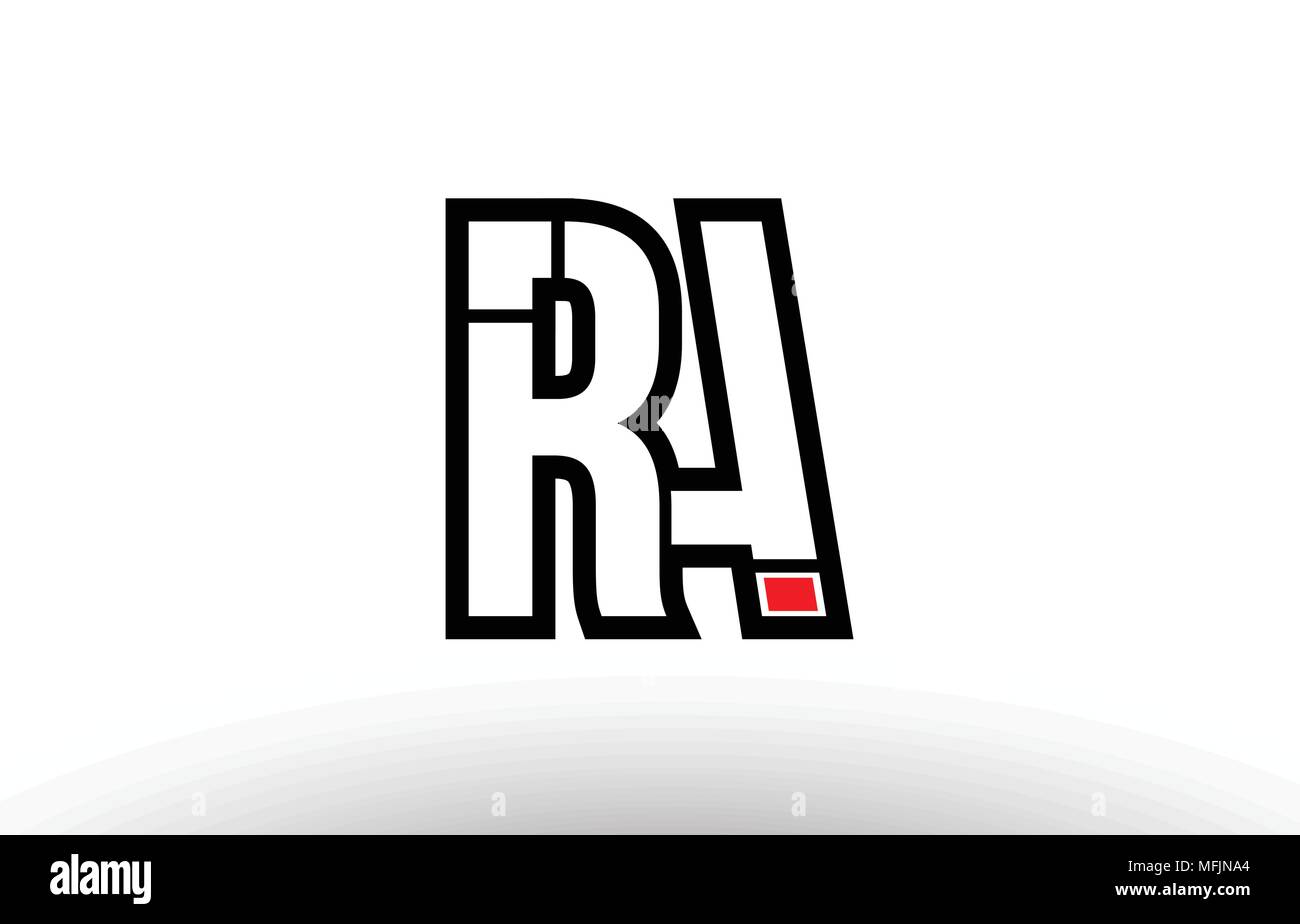 black and white alphabet letter ra r a logo combination design suitable ...