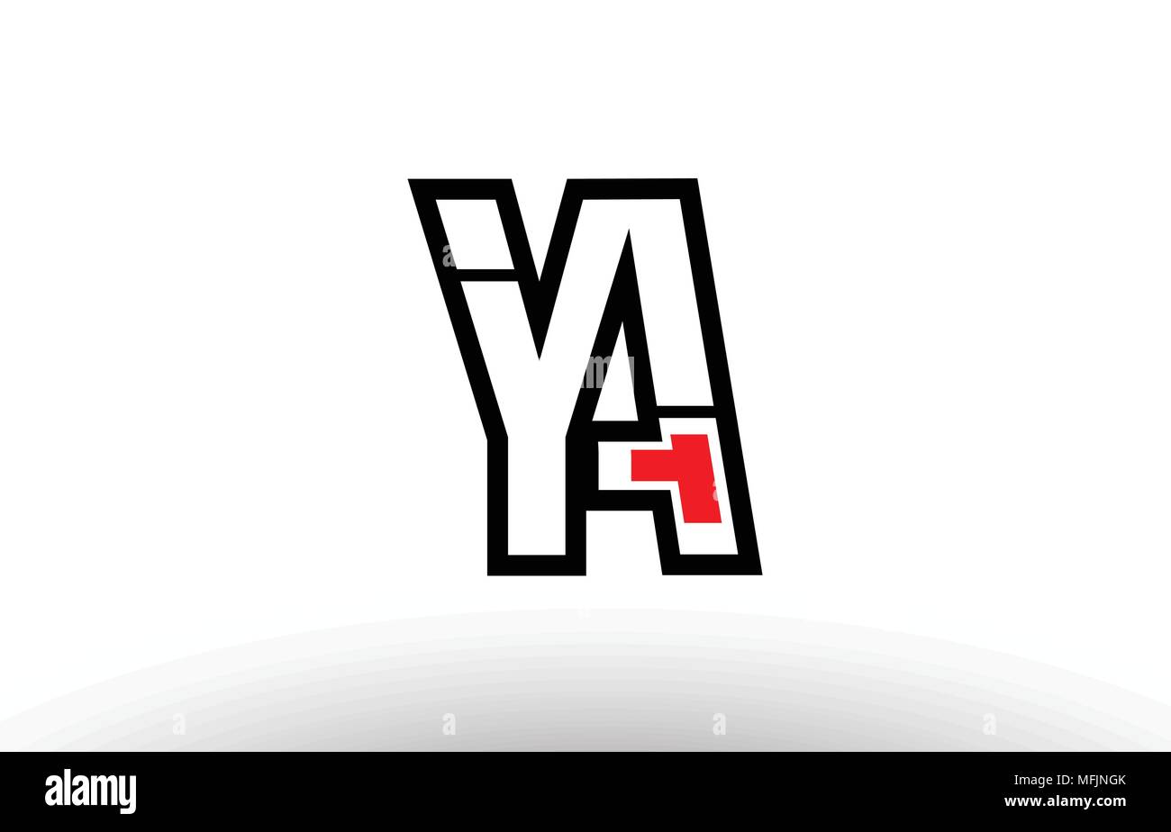 black and white alphabet letter ya y a logo combination design suitable ...