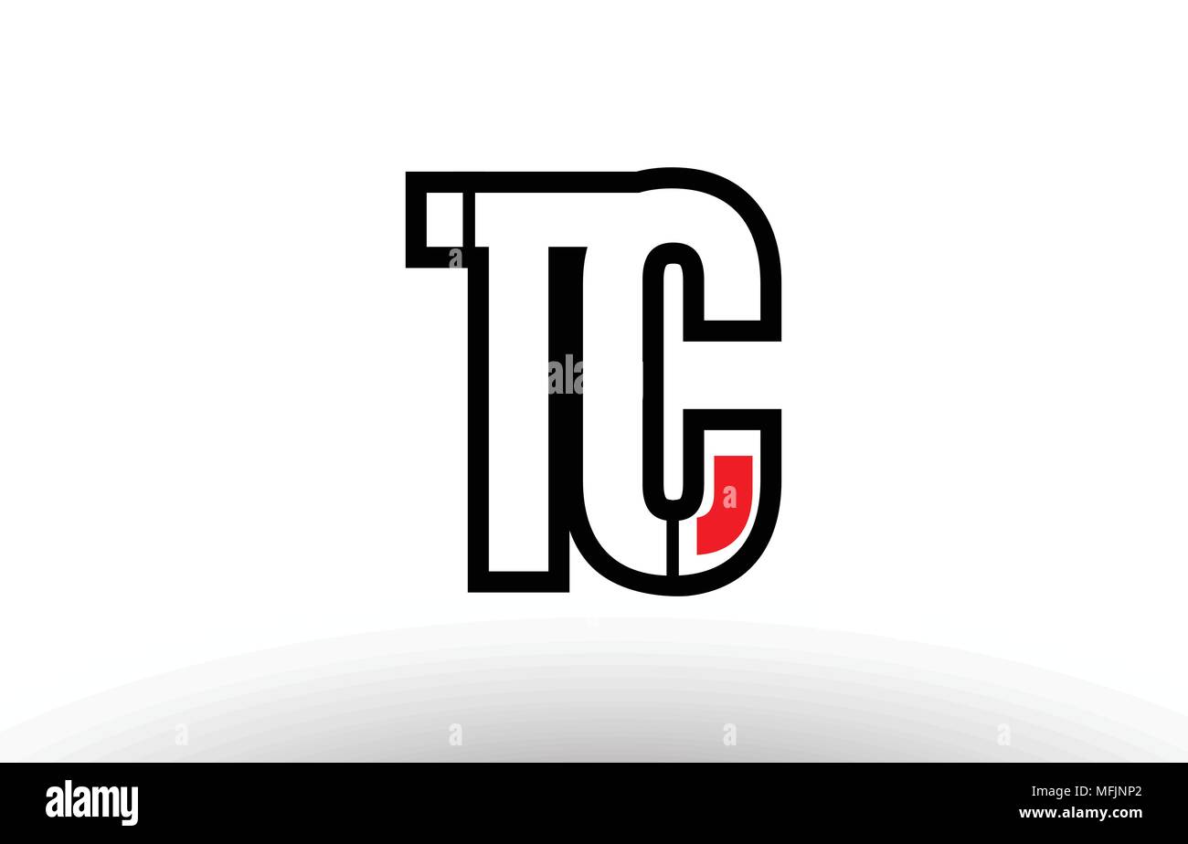black and white alphabet letter tc t c logo combination design suitable ...