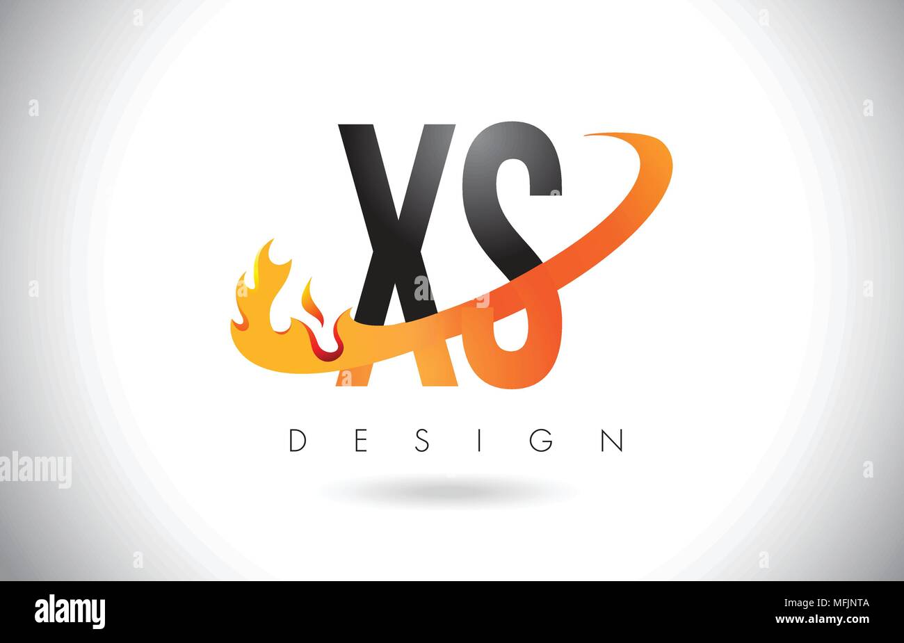 XS X S Letter Logo Design with Fire Flames and Orange Swoosh Vector ...