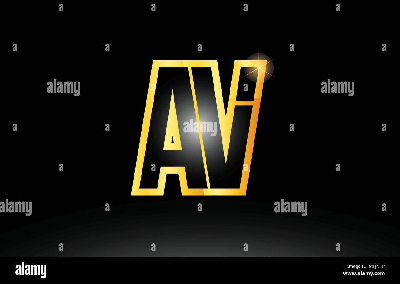 gold black alphabet letter av a v logo combination design suitable for ...