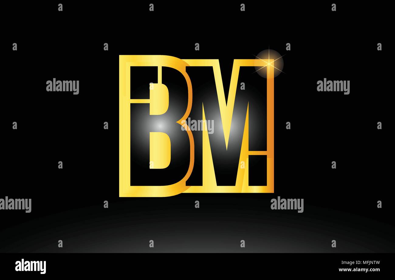 gold black alphabet letter bm b m logo combination design suitable for ...