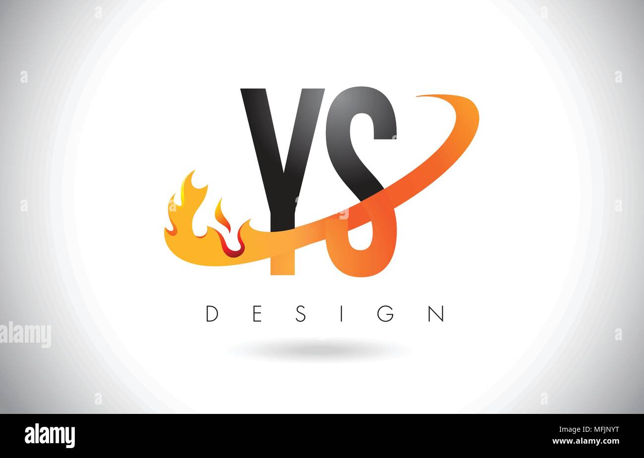 YS Y S Letter Logo Design with Fire Flames and Orange Swoosh Vector ...