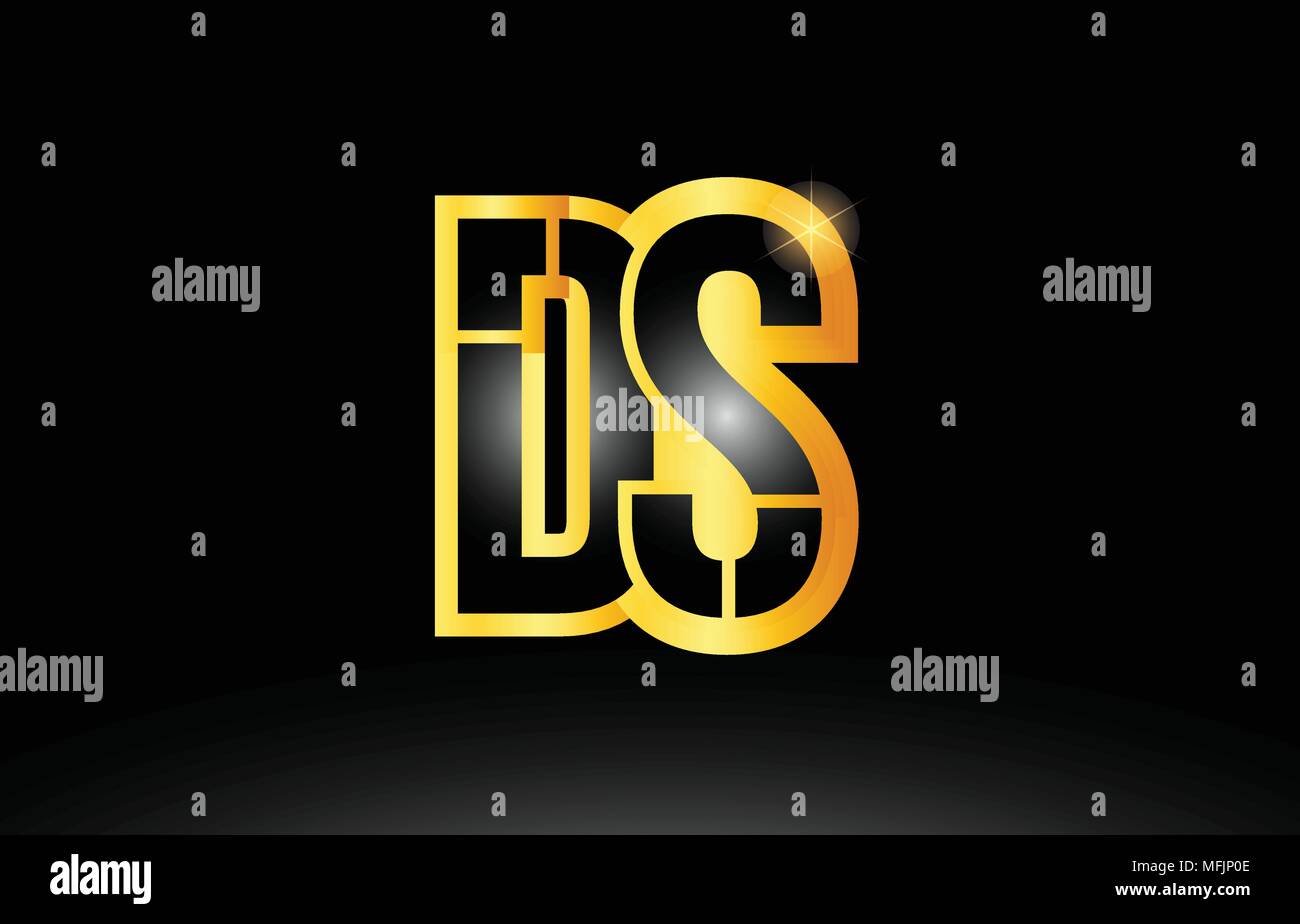 gold black alphabet letter ds d s logo combination design suitable for ...