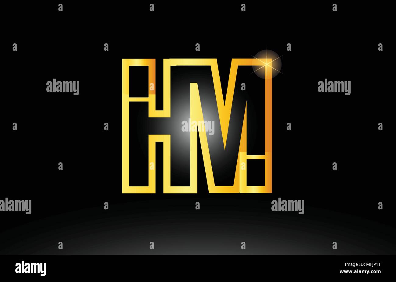 gold black alphabet letter hm h m logo combination design suitable for ...
