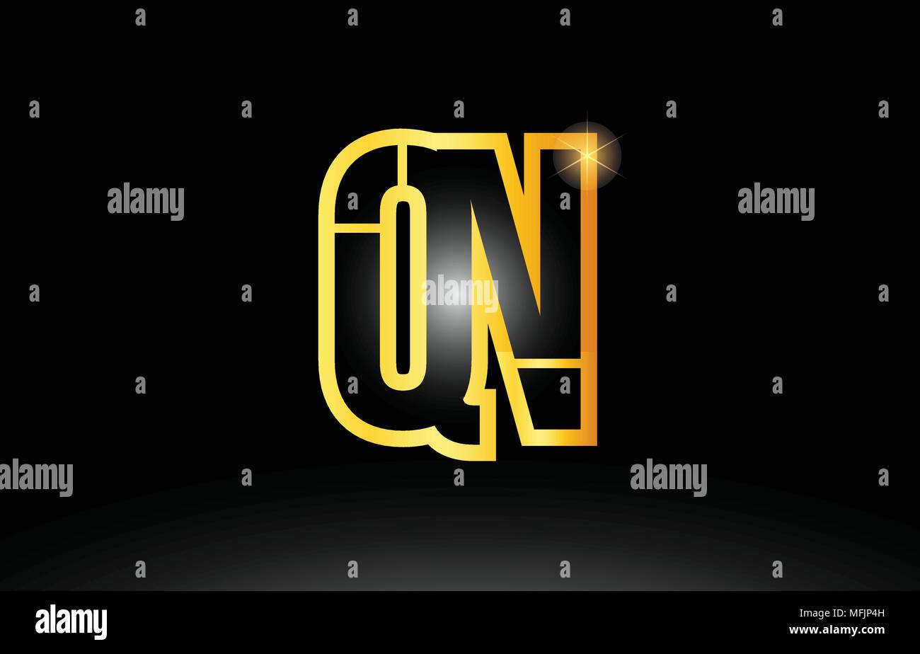 gold black alphabet letter qn q n logo combination design suitable for ...