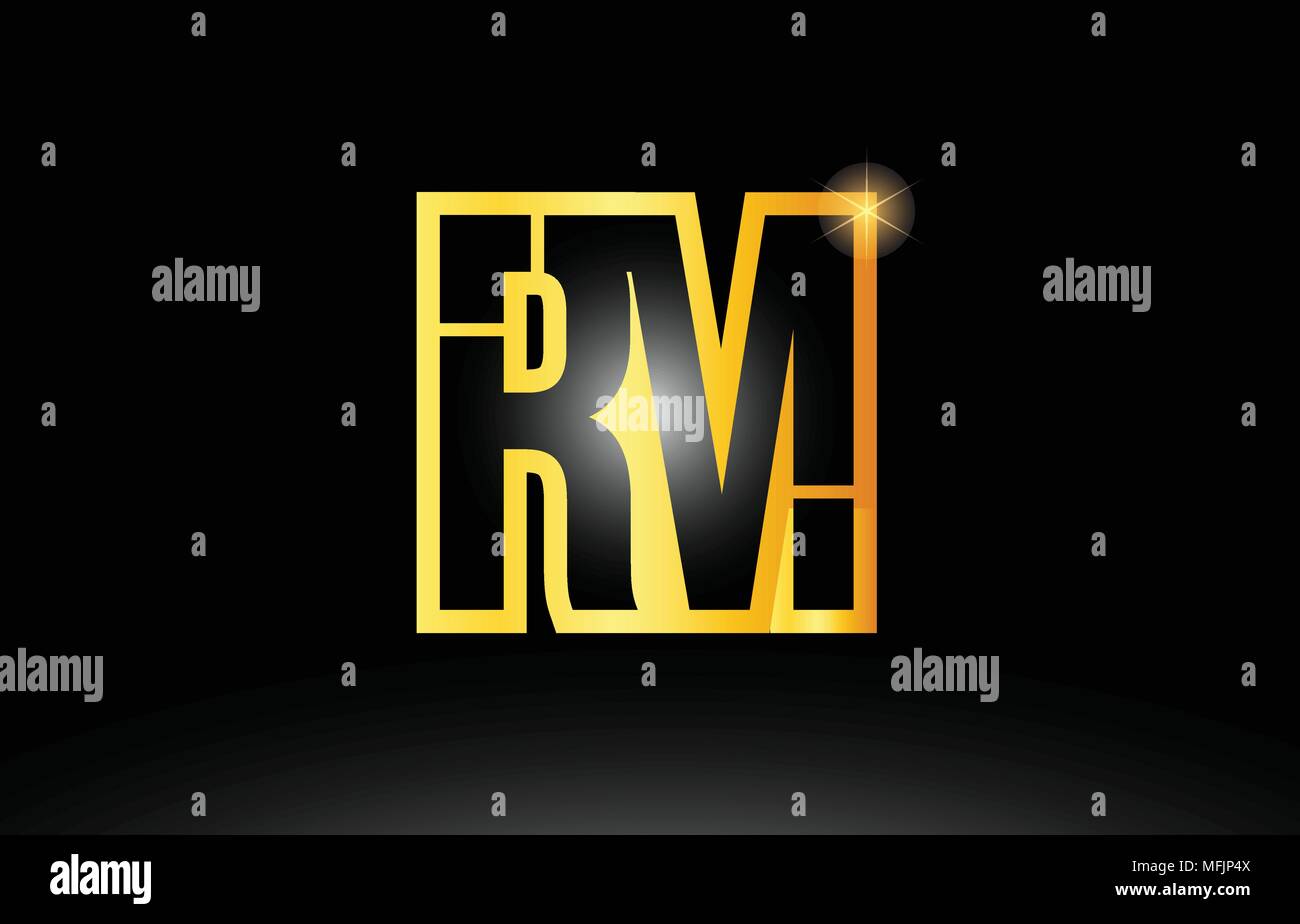 gold black alphabet letter rm r m logo combination design suitable for ...